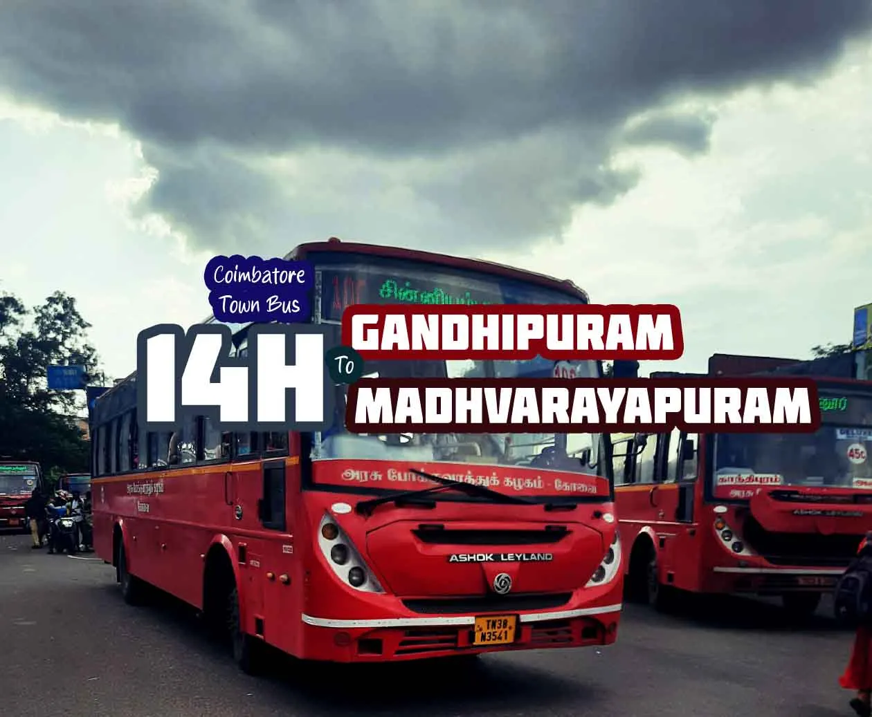 Coimbatore Town Bus Route 14H | Gandhipuram to Madhvarayapuram | Bus ...